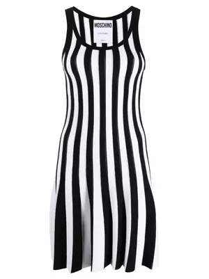 Moschino Striped Ribbed-knit Minidress - Black