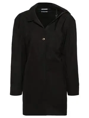 Jacquemus Asymmetric-neck Mini Shirt Dress - Black