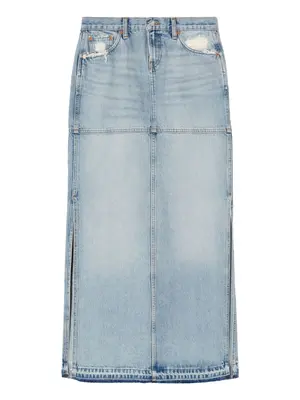 RE/DONE Side-slit Denim Maxi Skirt - Blue