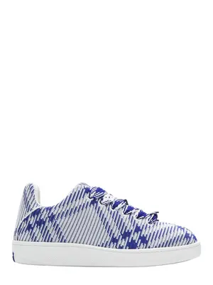 Burberry Checked Leather Sneakers - Blue