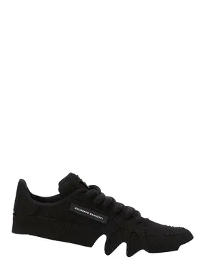 GIUSEPPE ZANOTTI Talon Frayed-edge Lace-up Low-top Sneakers - Black
