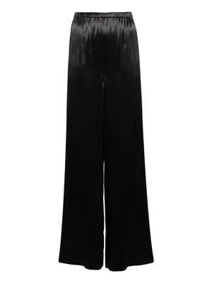 FERRAGAMO Satin Wide Leg Trousers - Black