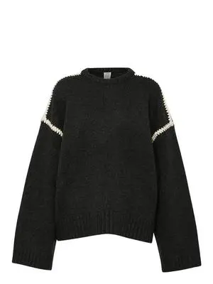 TOTEME Embroidered Wool And Cashmere Sweater - Grey