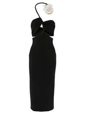 Magda Butrym Floral-appliqué Cutout Midi Dress - Black