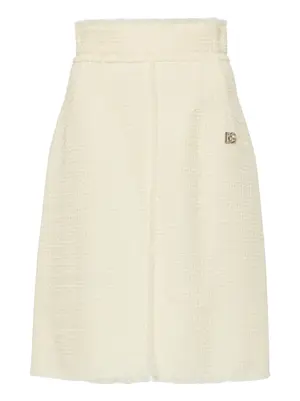 Dolce & Gabbana Wool-blend Tweed Midi Skirt - Beige