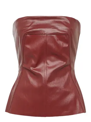 Rick Owens Coated Denim Corset Top - Red