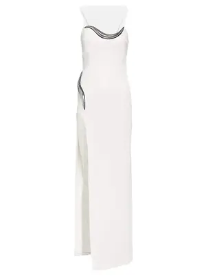 David Koma Embellished Crêpe Jersey Gown - White