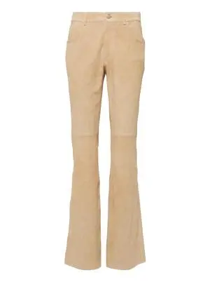 Chloé Mid-rise Straight Suede Pants - Beige