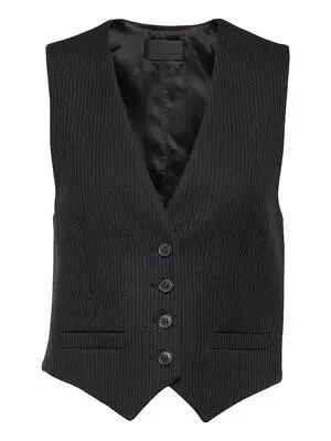 NILI LOTAN Ismael Pinstriped Wool Vest - Black