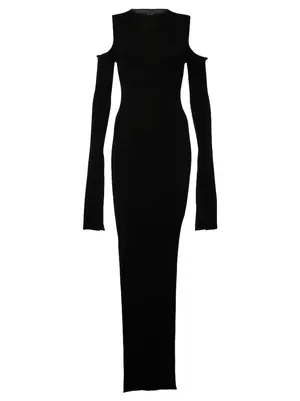 Rick Owens Knitted Virgin Wool Maxi Dress - Black