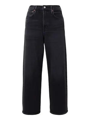 AGOLDE Ren High-rise Wide-leg Jeans - Black