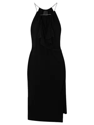 Givenchy Chain-embellished Ruffled Crepe De Chine Midi Dress - Black