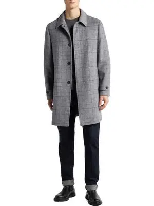 Hart Schaffner Marx Armitage Wool-blend Topcoat - Light Grey Plaid