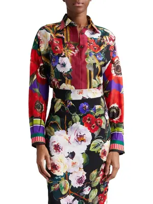 Dolce & Gabbana Floral Silk Twill Button-up Shirt - S9000variante Abbinata