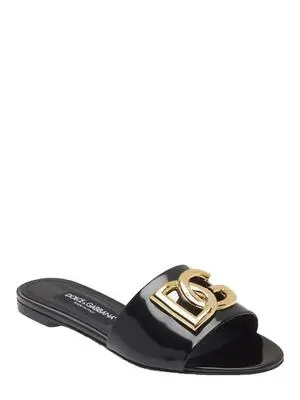 Dolce & Gabbana Dg Logo Slide Sandal - Black