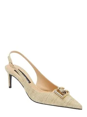 Dolce & Gabbana Lollo Raffia Slingback Pumps - Light Raffia