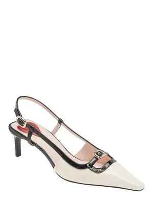 ROGER VIVIER Mini Buckle Slingback Pump - Ivory/black
