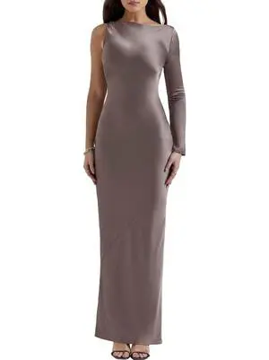 House Of Cb Catiana Asymmetric Cocktail Dress - Pebble Grey
