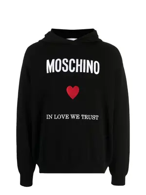 Moschino Slogan-print Cotton Hoodie - Black