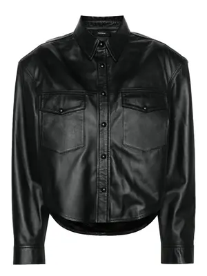Wardrobe.NYC Leather Shirt Jacket - Black