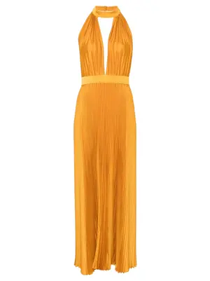 L'IDEE Chateau Pleated Maxi Dress - Orange