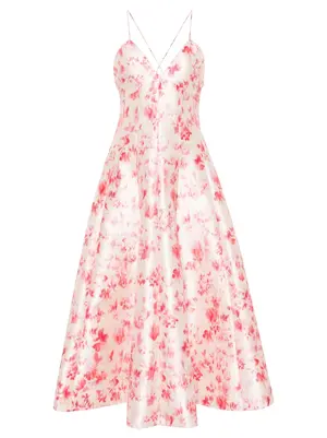 Philosophy Di Lorenzo Serafini Floral-print Flared Midi Dress - Yellow