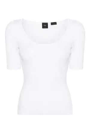 PINKO PINKO Embroidered-logo U-neck T-shirt