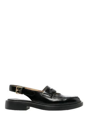 Thom Browne Slingback Leather Penny Loafers - Black