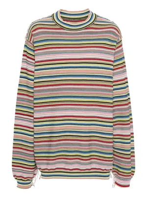 MAISON MARGIELA Striped Cotton Jumper - Red