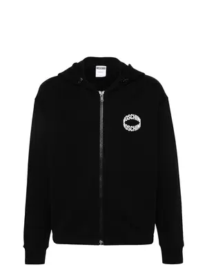 Moschino Logo-appliqué Zip-up Hoodie - Black