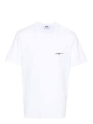 MSGM Embroidered-logo Cotton T-shirt - White