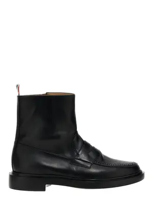 Thom Browne Penny Slot-detail Ankle Boots - Black