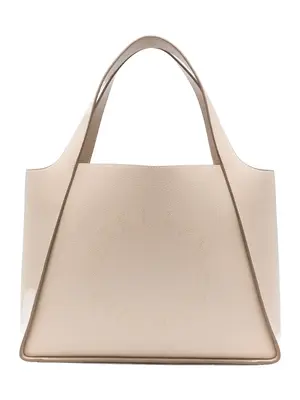 Stella McCartney Logo-studded Faux-leather Tote - Neutrals