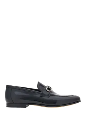 FERRAGAMO Gancini Buckle Leather Loafers - Black