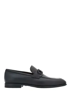 FERRAGAMO Gancini-buckle Leather Loafers - Black