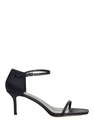 12 STOREEZ 70mm Square-toe Satin Sandals - Black