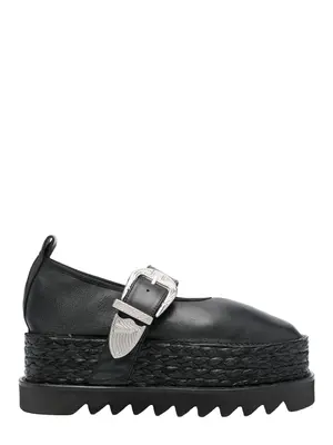 Toga 70mm Leather Espadrilles - Black