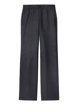 Off-White Pinstriped Virgin Wool-blend Trousers - Grey