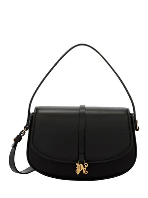 Palm Angels Lockbag Leather Shoulder Bag - Black