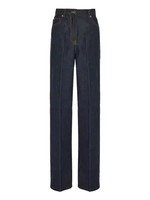 FERRAGAMO Logo-appliqué Wide-leg Jeans - Blue
