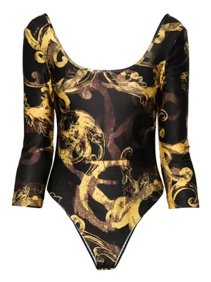 Versace Watercolour Print Bodysuit - Black
