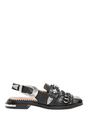 Toga Embellished Leather Sandals - Black
