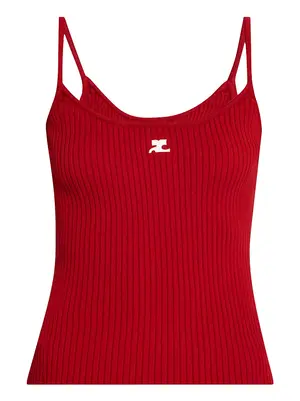 COURREGES Courreges Logo Ribbed Tank Top Groiselle
