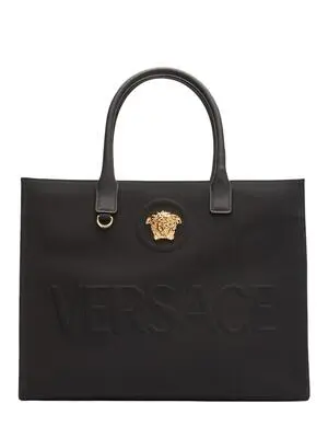 Versace La Medusa Canvas Tote Bag - Black/gold