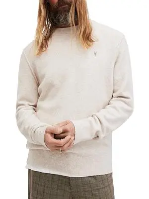 All Saints Statten Regular Fit Crewneck Sweater Oatmeal White