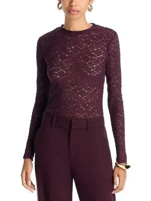 Aqua Lace Long-sleeve Top - Dark Brown