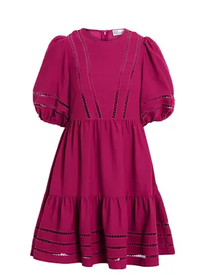 Red Valentino Lattice-trimmed Crepe Mini Dress - Magenta