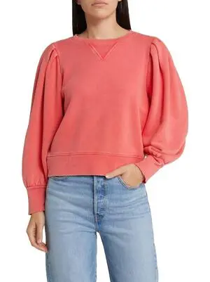 Rails Balloon Sleeve Cotton Sweatshirt - Cherry