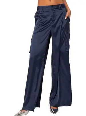 EDIKTED EDIKTED Kelsey Baggy Satin Cargo Pants