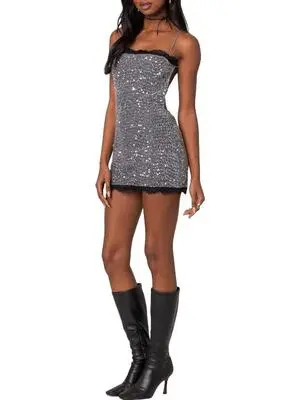 EDIKTED Sylvester Sequin Mini Dress - Silver